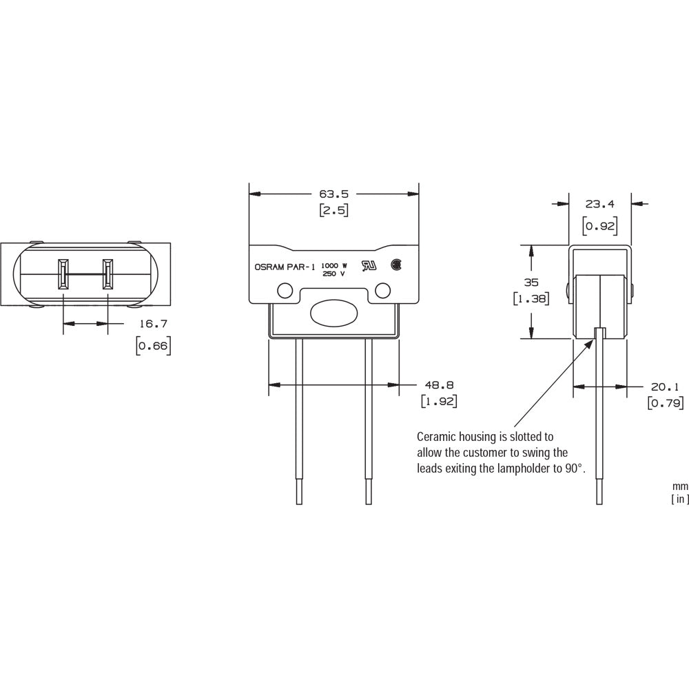 Osram 69013 PAR1 48IN/16GA/ULSF2 | Par-1 Socket AWG16 Sf2 48" Leads ...